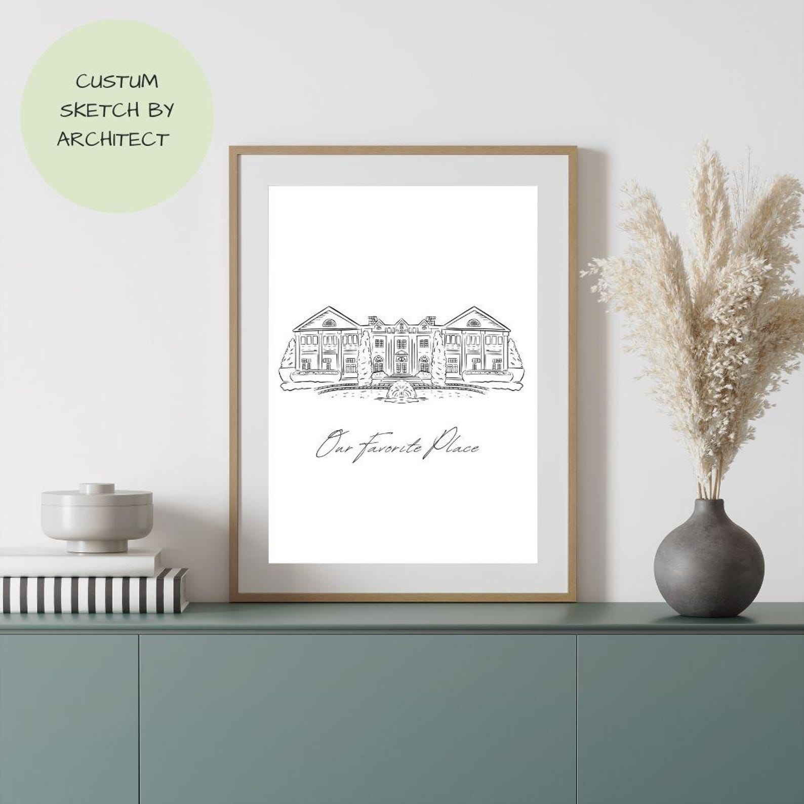Custom House Portrait, Hand Drawn Building Sketch, House Illustration ...