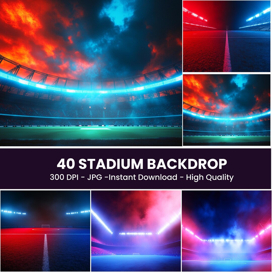 40 Stadium Backdrops, Foggy Stadium Lights Digital Backdrop Overlay ...