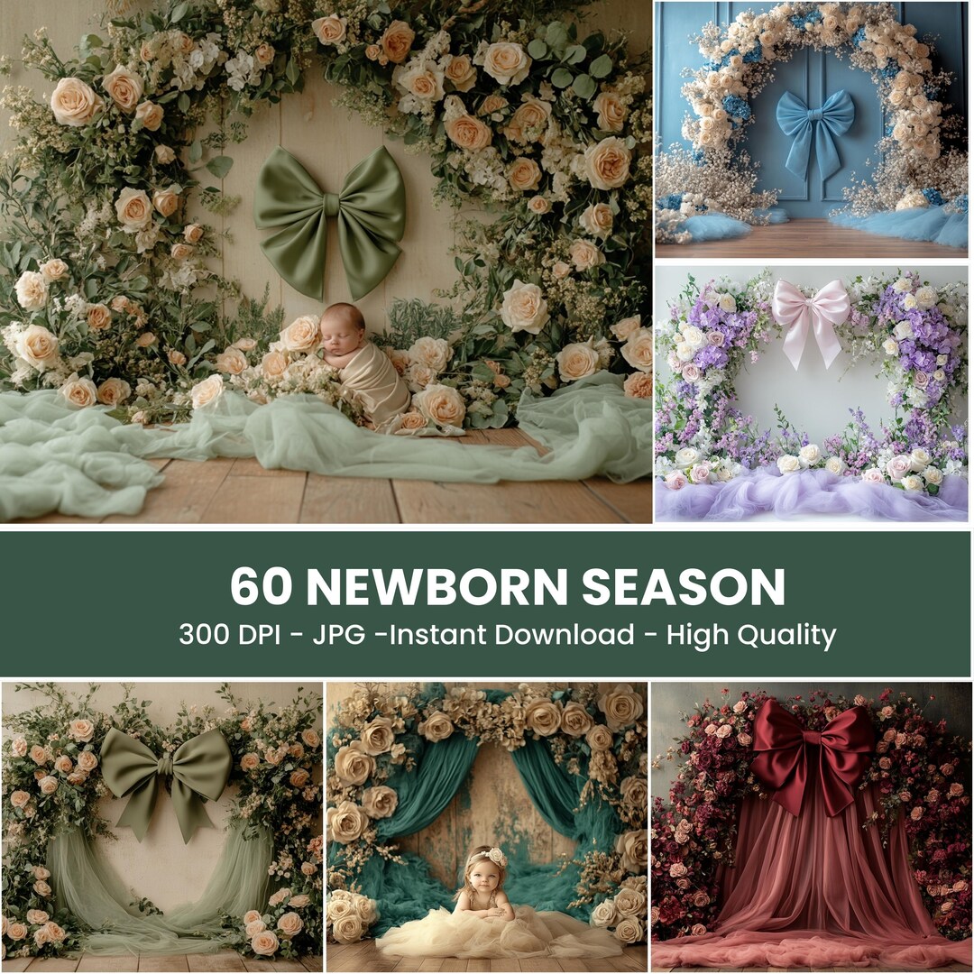 Newborn Floral Digital Backdrops Bundle – Baby Composite Photography ...