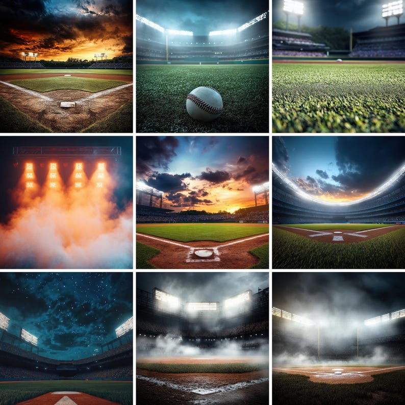 Baseball Stadium Backgrounds: Lights, Field, Softball Backdrop (JPG ...