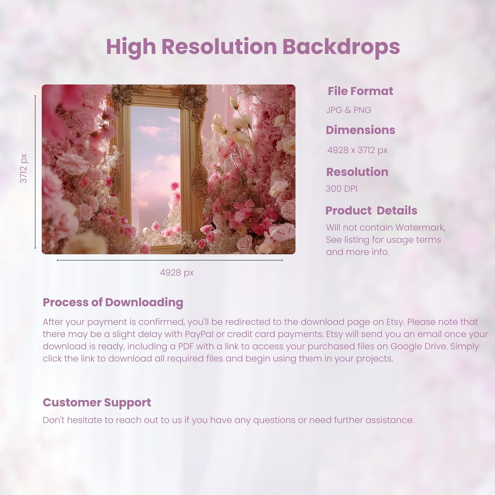 FLORAL FRAME Digital Backdrops Floral Maternity Backdrop Digital Studio ...