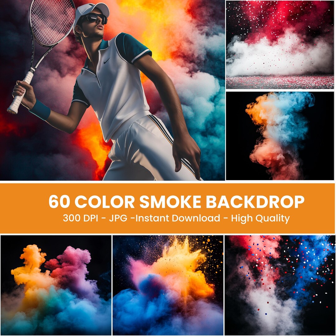 Color Smoke Digital Backdrops: Sports Photography (JPG, 300 DPI ...