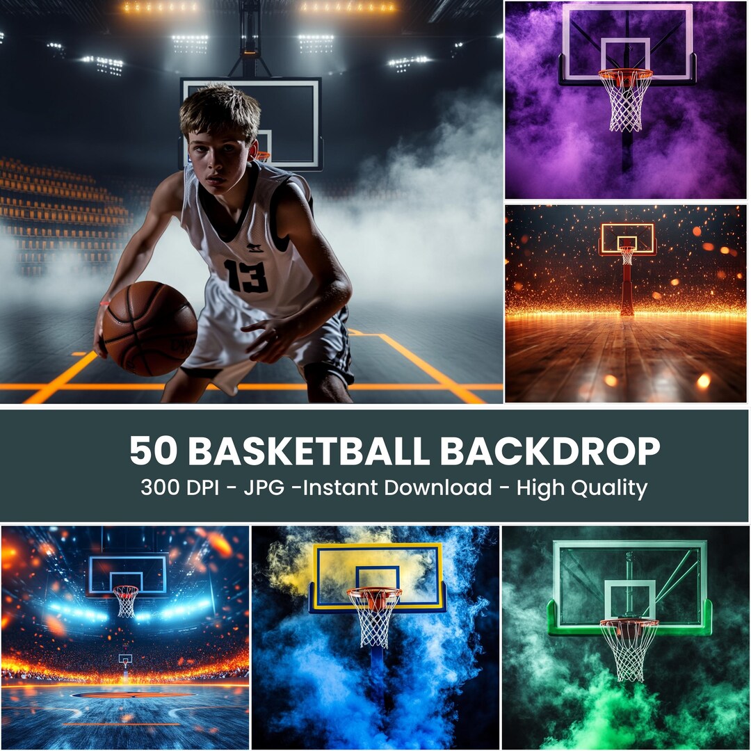 Basketball Photography Backdrops: Sports Banner Backgrounds (digital ...