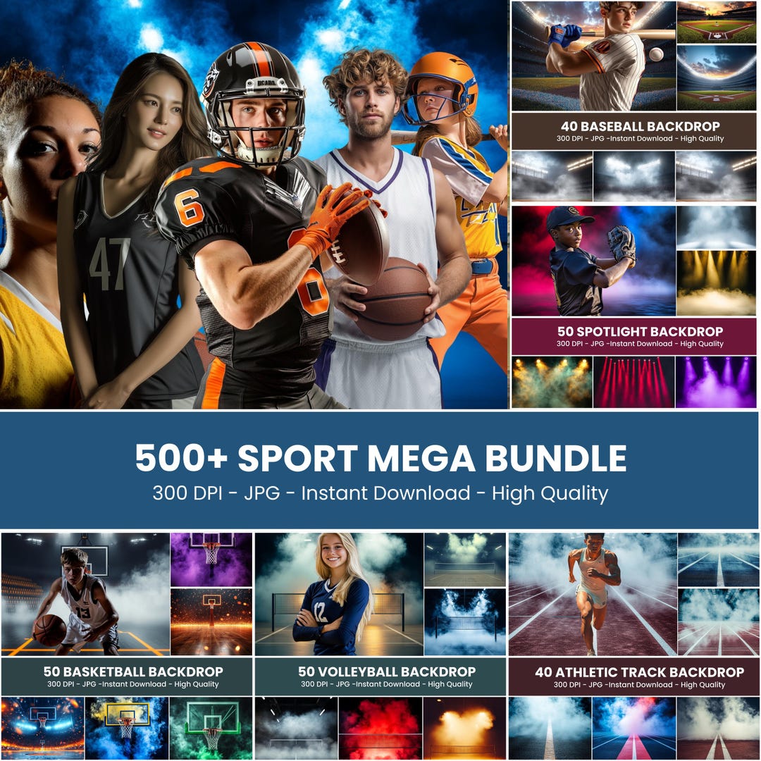 Mega Sports Photography Backdrops: 500+ Digital Bundle (JPG Download ...