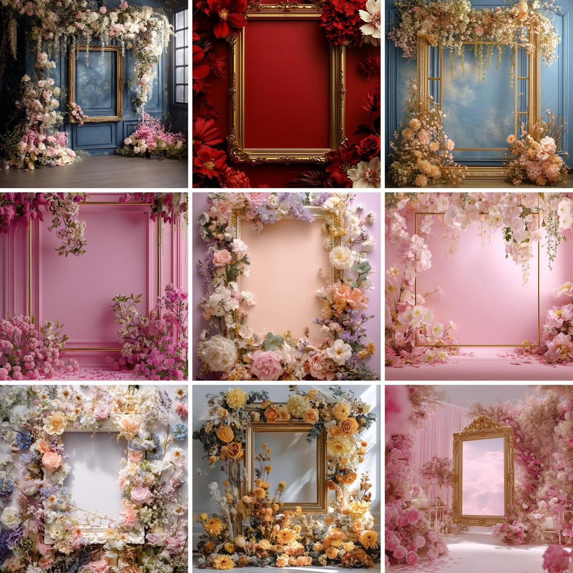 FLORAL FRAME Digital Backdrops Floral Maternity Backdrop Digital Studio ...