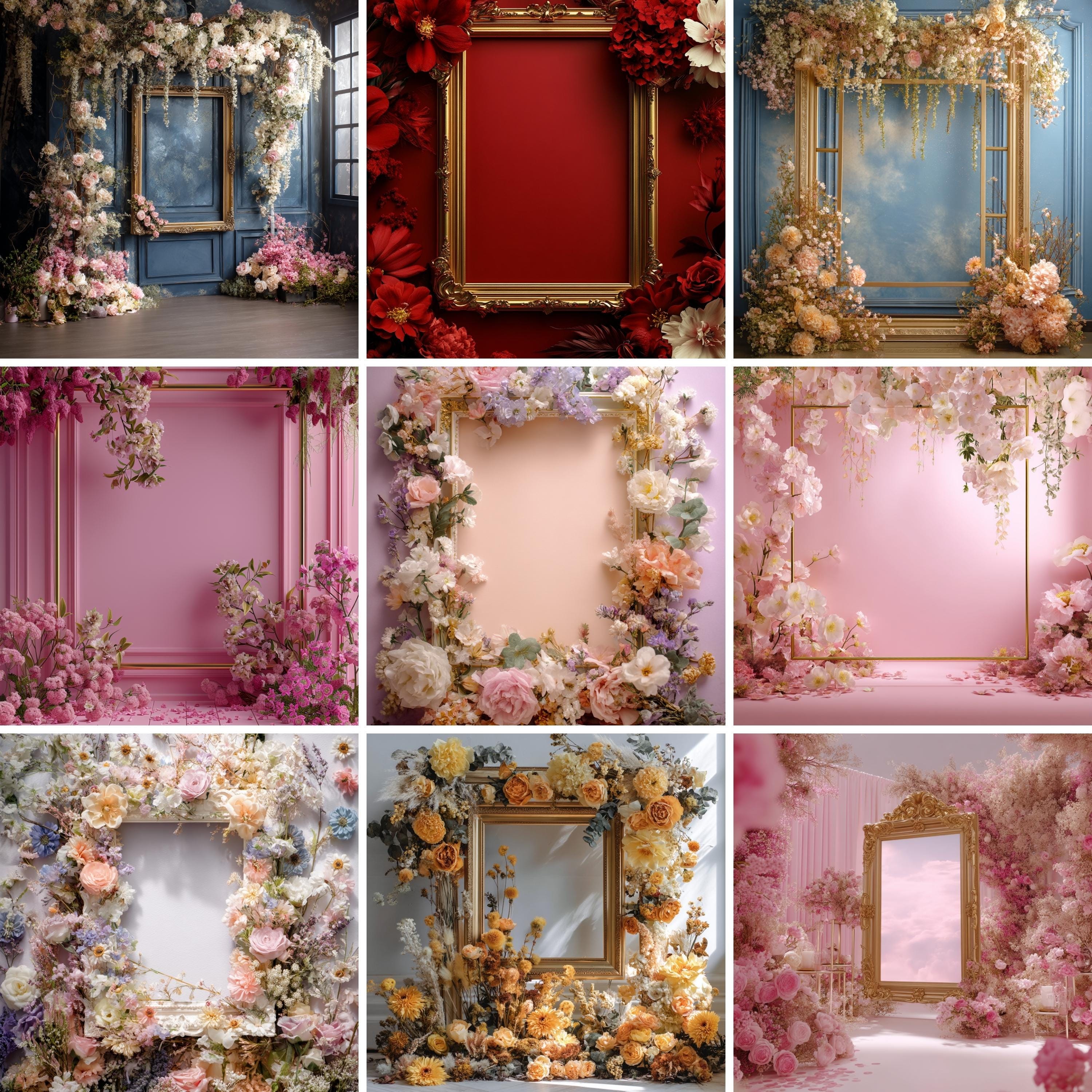 FLORAL FRAME Digital Backdrops Floral Maternity Backdrop Digital Studio ...