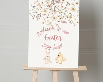 Easter Welcome Poster Template Sign, Egg Hunt Printable, Custom ...