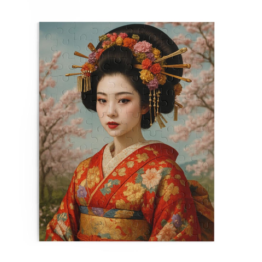 Japanese Geisha Puzzle, 120-500 Piece Jigsaw, Introspective Home Decor ...