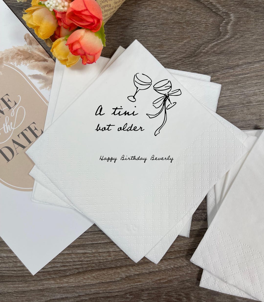 A Tini Bit Older Birthday Napkins, Personalized Birthday Cocktail ...