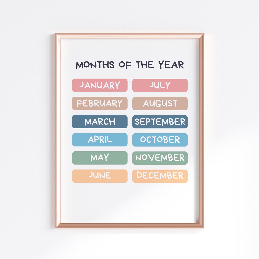 Months of the Year Printable, Educational Posters, Kindergarten Poster ...