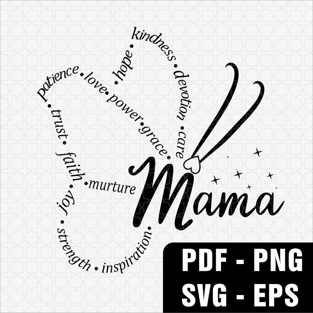 Mama Word Art SVG Png Pdf Eps, Butterfly Mom Sublimation Design, Mother ...