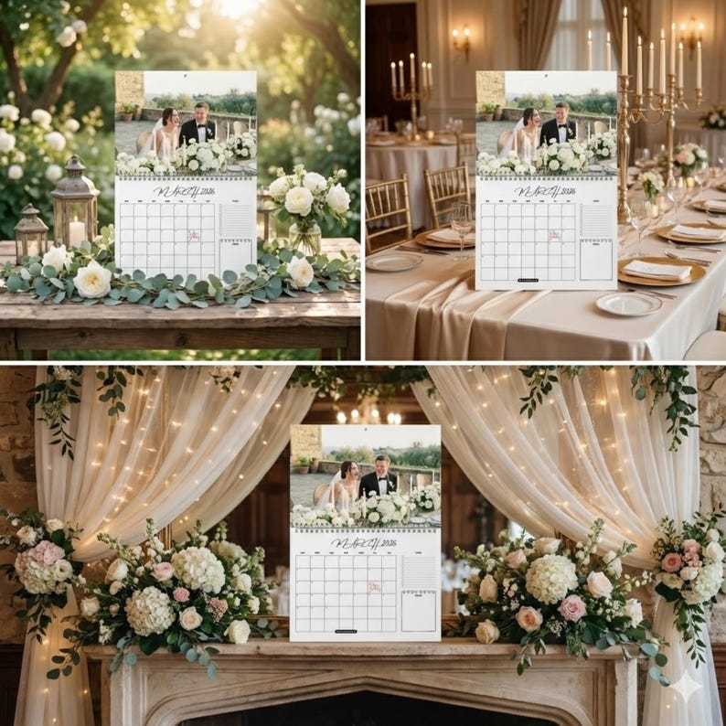2026 Custom Photo Calendar, Wedding Photo Wall Calendar Newlywed ...