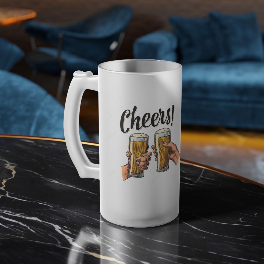 Cheers Frosted Glass Beer Mug, Frosted Beer Tankard for Parties, Unique ...