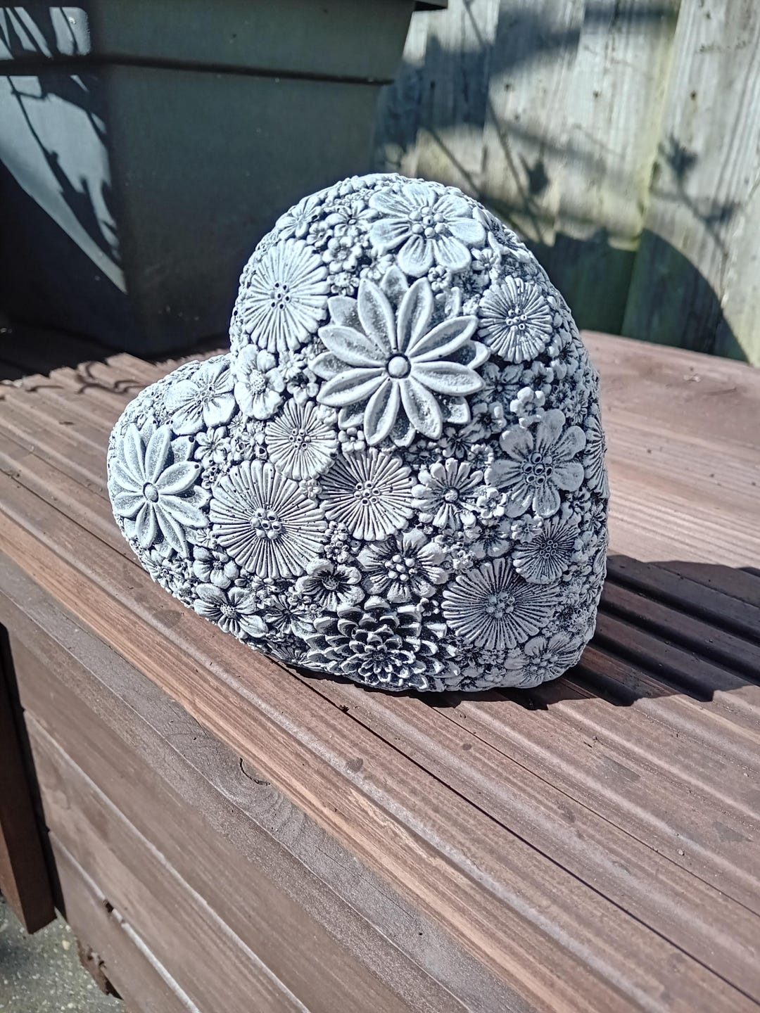 Love Heart, Floral Hightly Detailed Stone Garden Ornament - Etsy UK