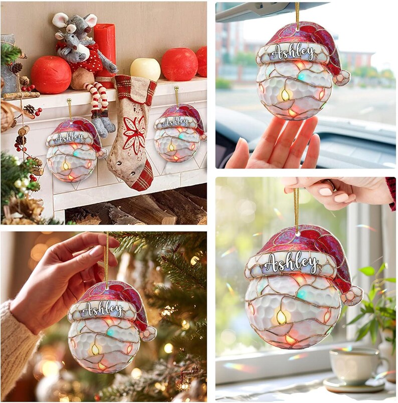 Personalized Golf Ornament 2025, Custom Name Acrylic Christmas ...