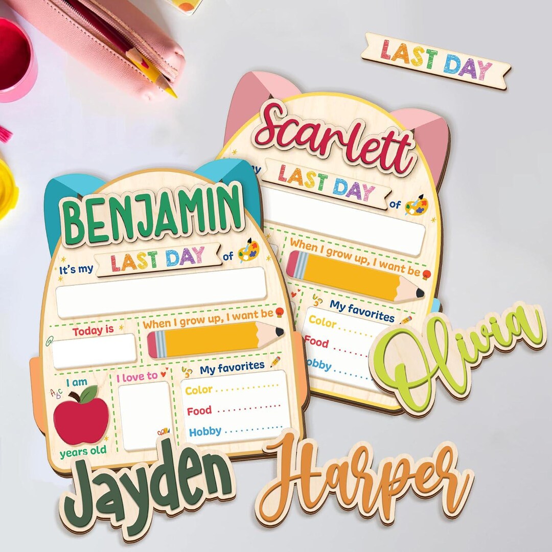 Personalized First Day of School Backpack Sign | Custom Name Reusable ...