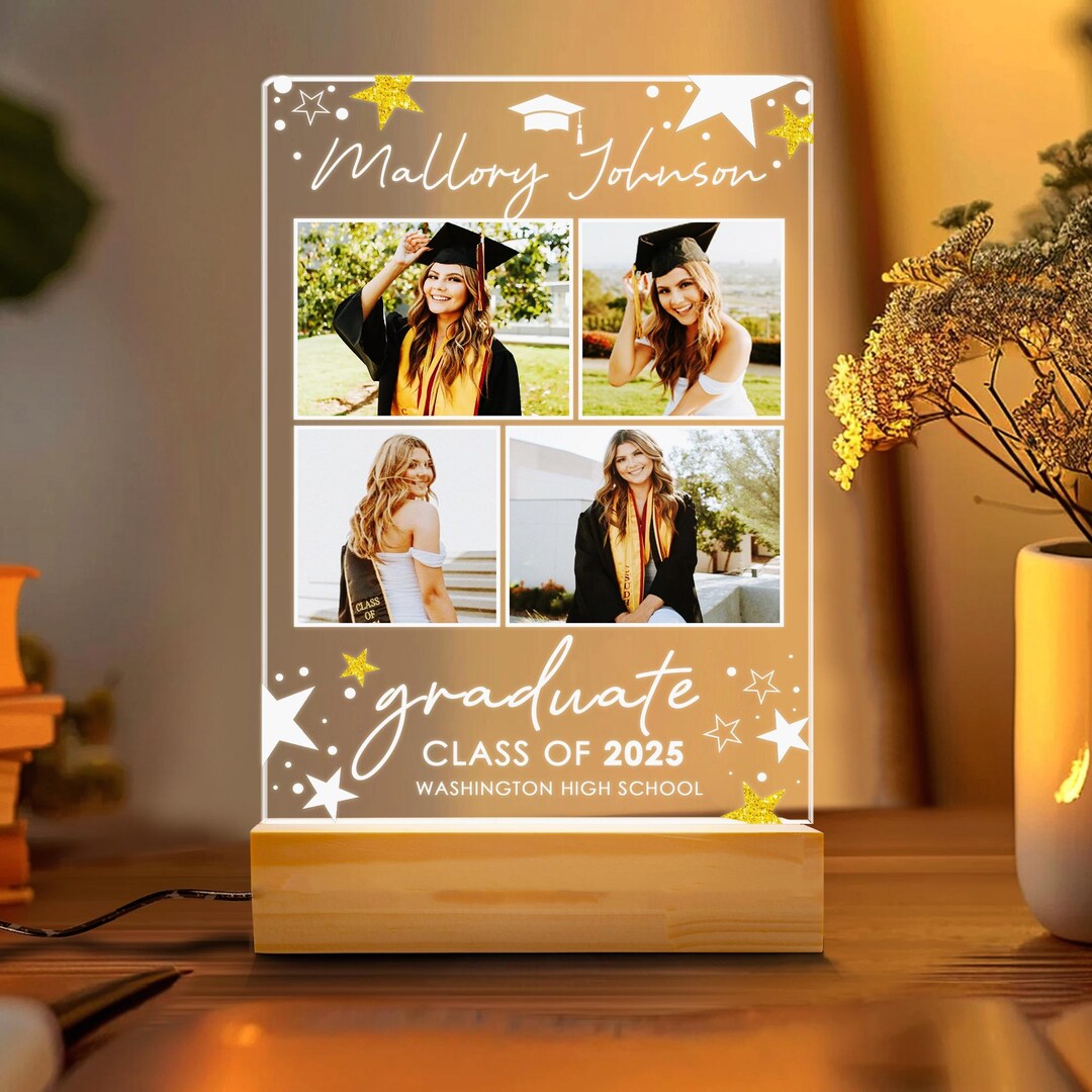 Custom Graduation Photo LED Lamp – Class of 2025 Gift With Name ...