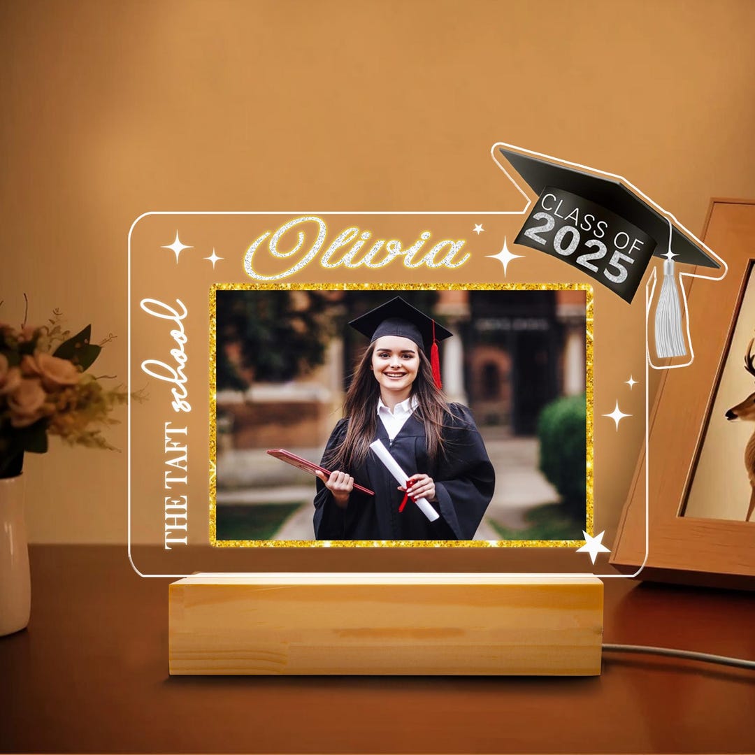 Custom Graduation LED Photo Frame – Class of 2025 Gift With Name ...