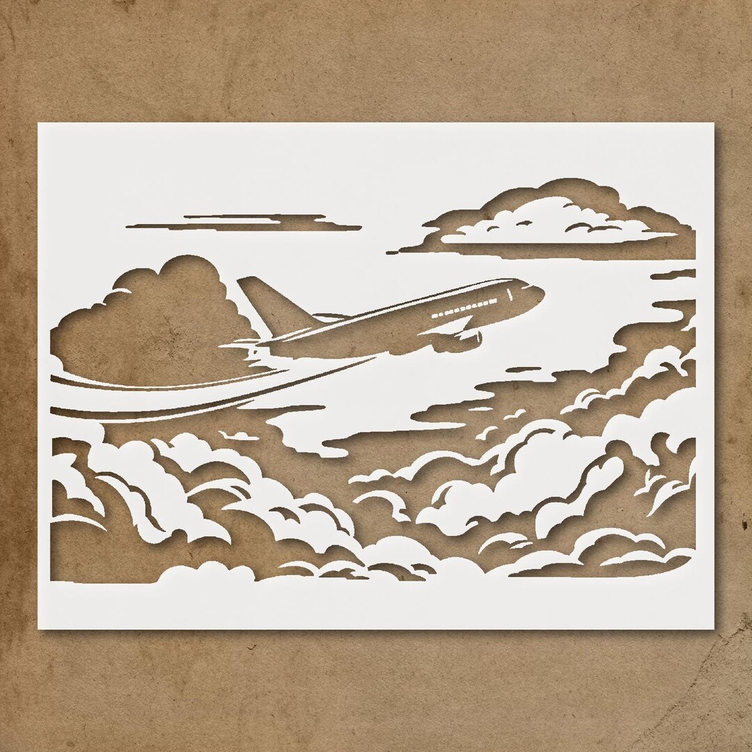 Airplane Stencil Cutting Template Black White Craft Design - Etsy