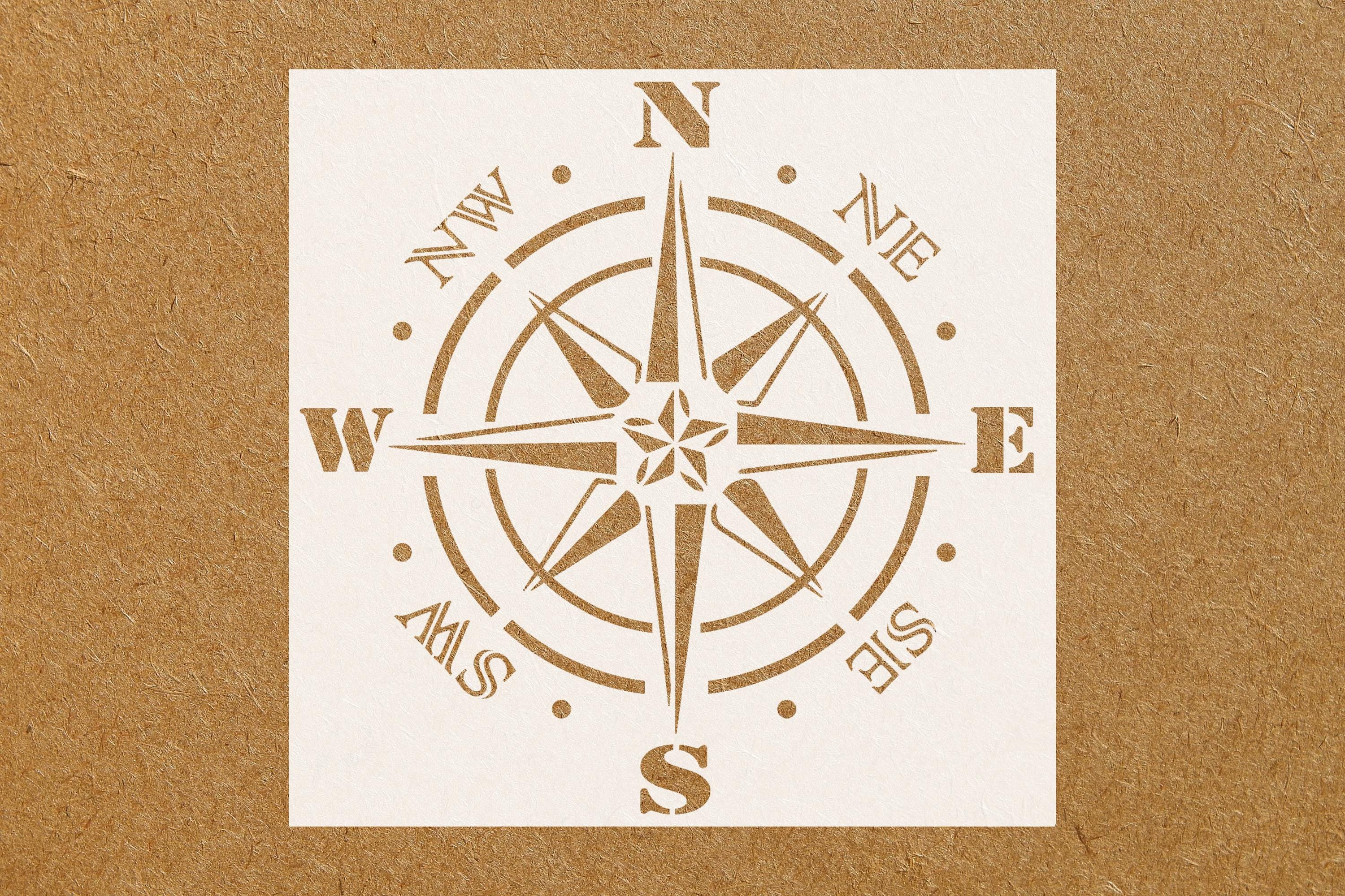 Compass Rose Stencil Template for Nautical Wall Art, Furniture Painting ...