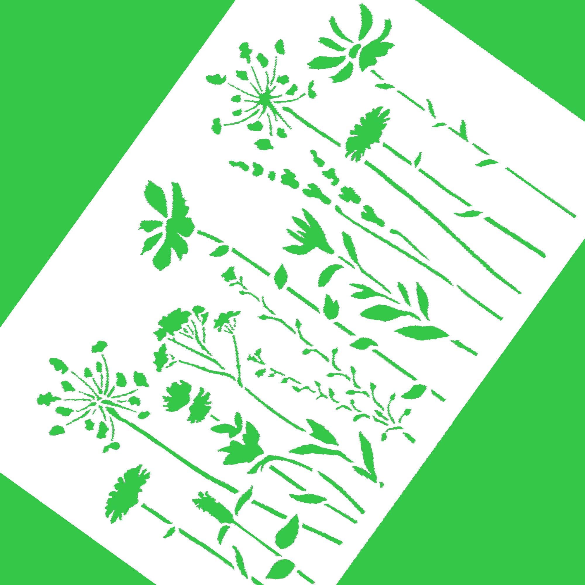 Floral Wall Painting Stencil Meadow Flowers Design Reusable Template ...