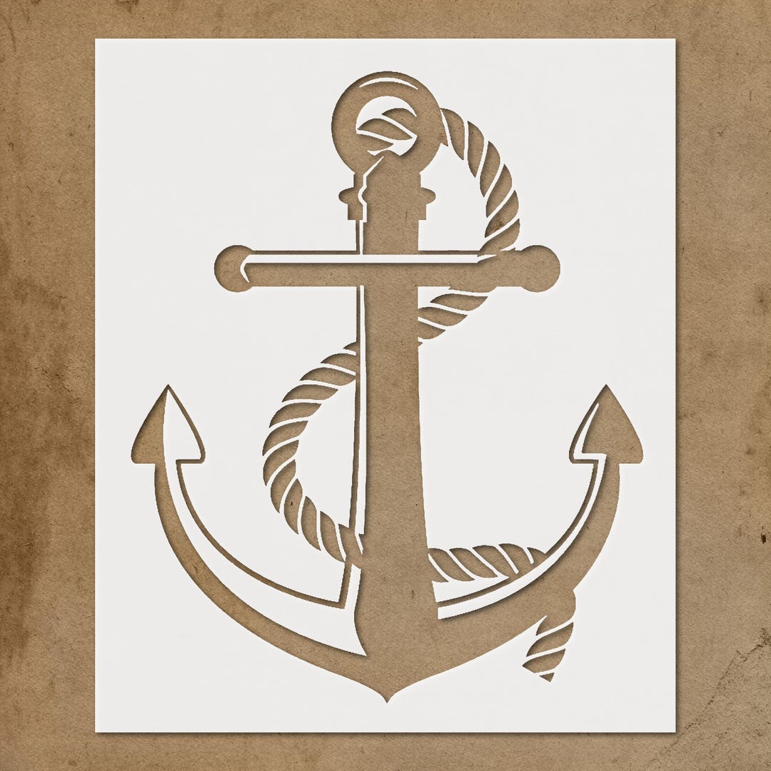 Classic Anchor Stencil Template Reusable Nautical Decor for DIY Crafts ...