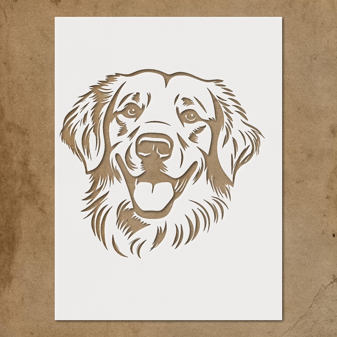 Golden Retriever Stencil Template - Reusable Dog Decor for DIY Crafts ...