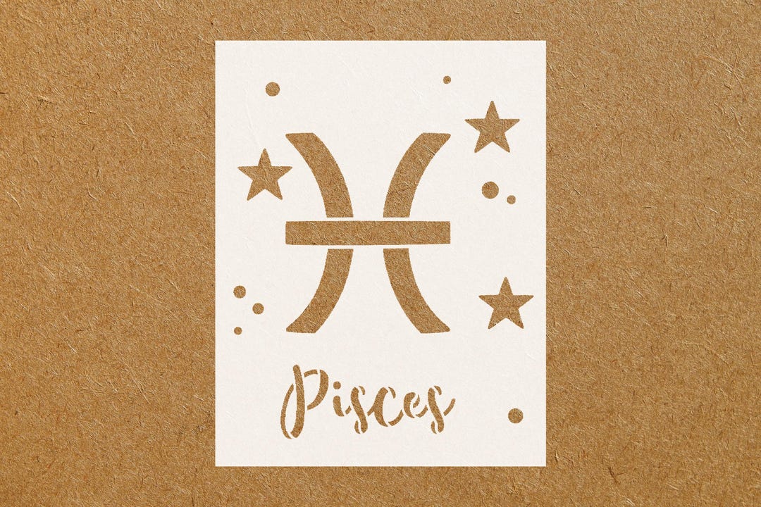 Pisces Zodiac Stencil Template for DIY Crafts, Astrology Wall Art ...