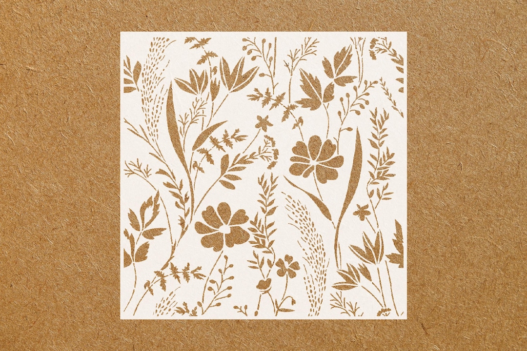 Wildflower Meadow Stencil Template for DIY Crafts, Nature Wall Art ...