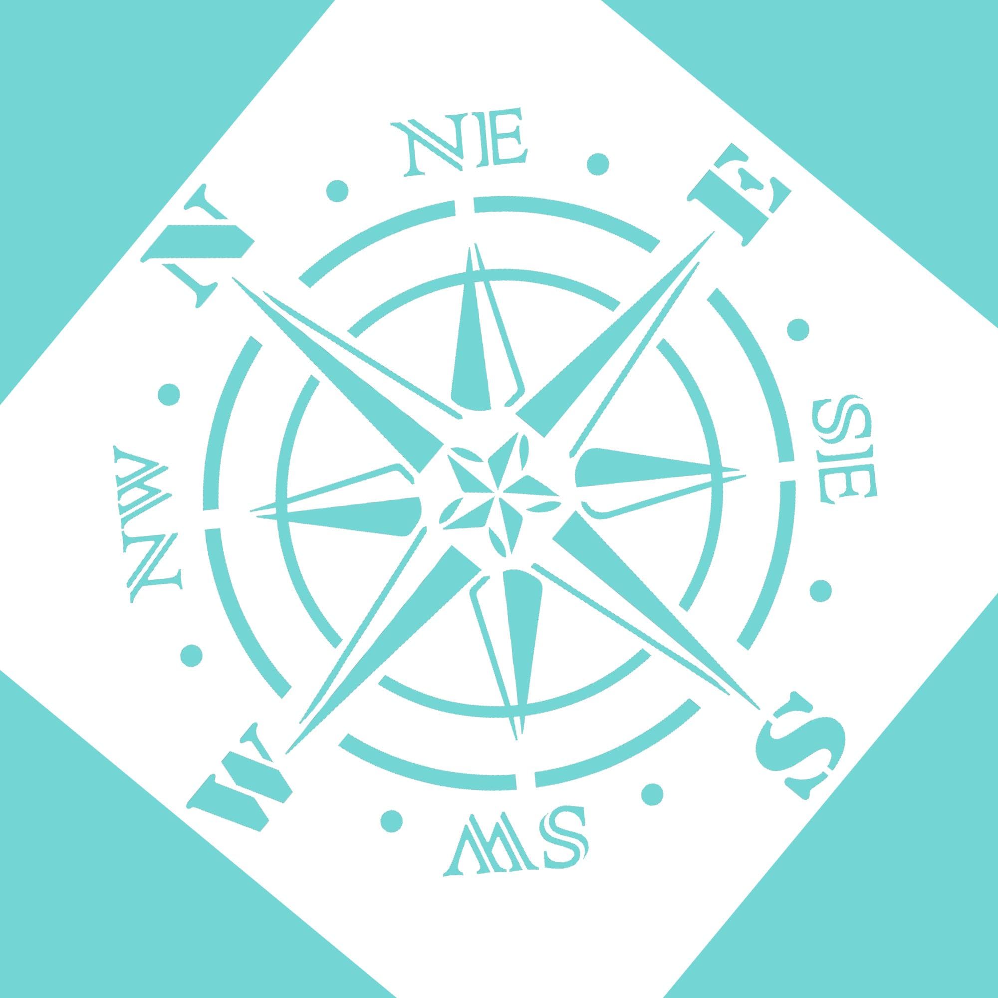 Compass Rose Stencil Template for Nautical Wall Art, Furniture Painting ...