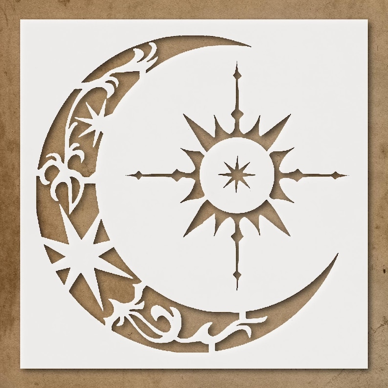 Moon and Stars Stencil Art Celestial Home Decor Unique Gift Idea - Etsy