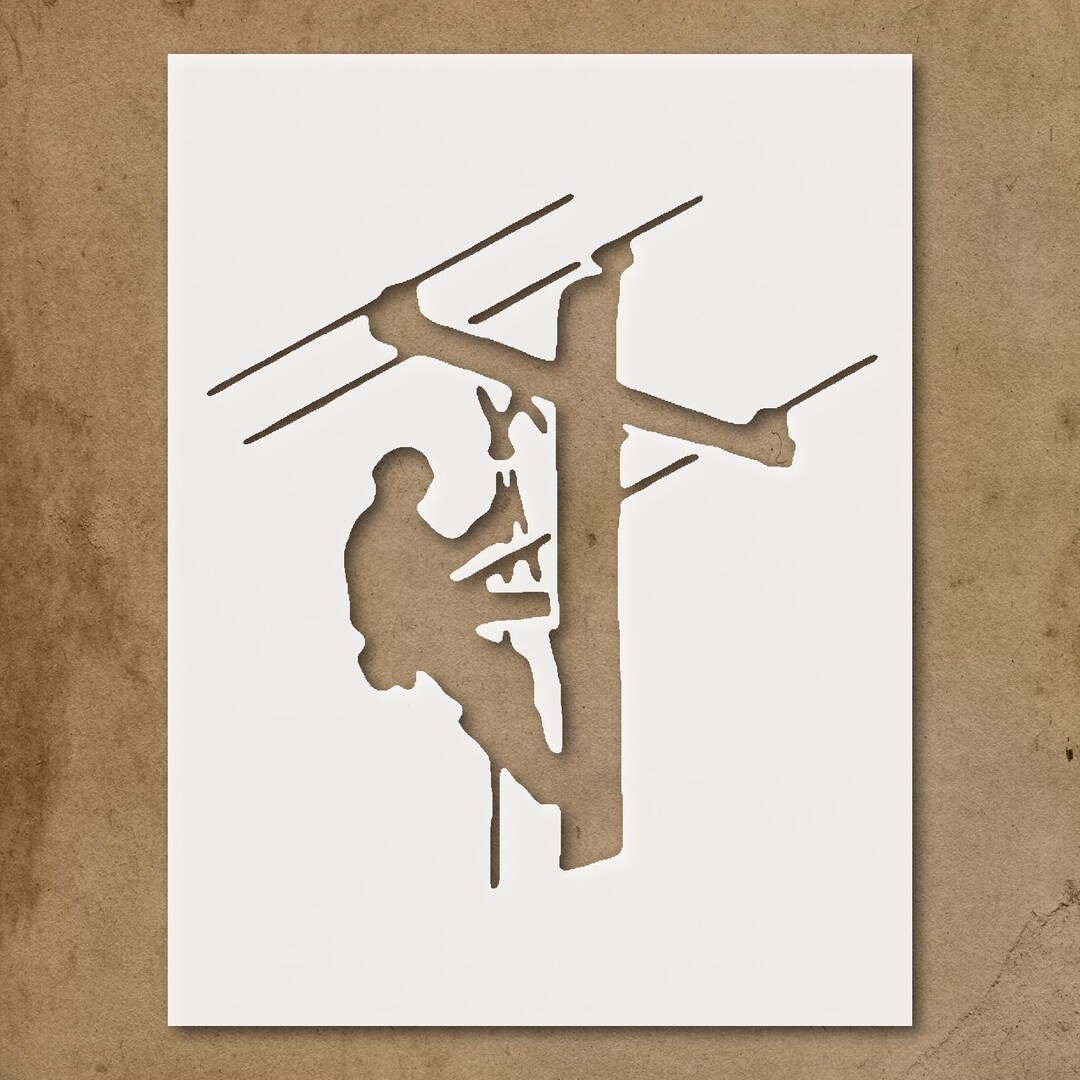 Stencil of Worker Climbing Utility Stencil Art for Home Decor - Etsy