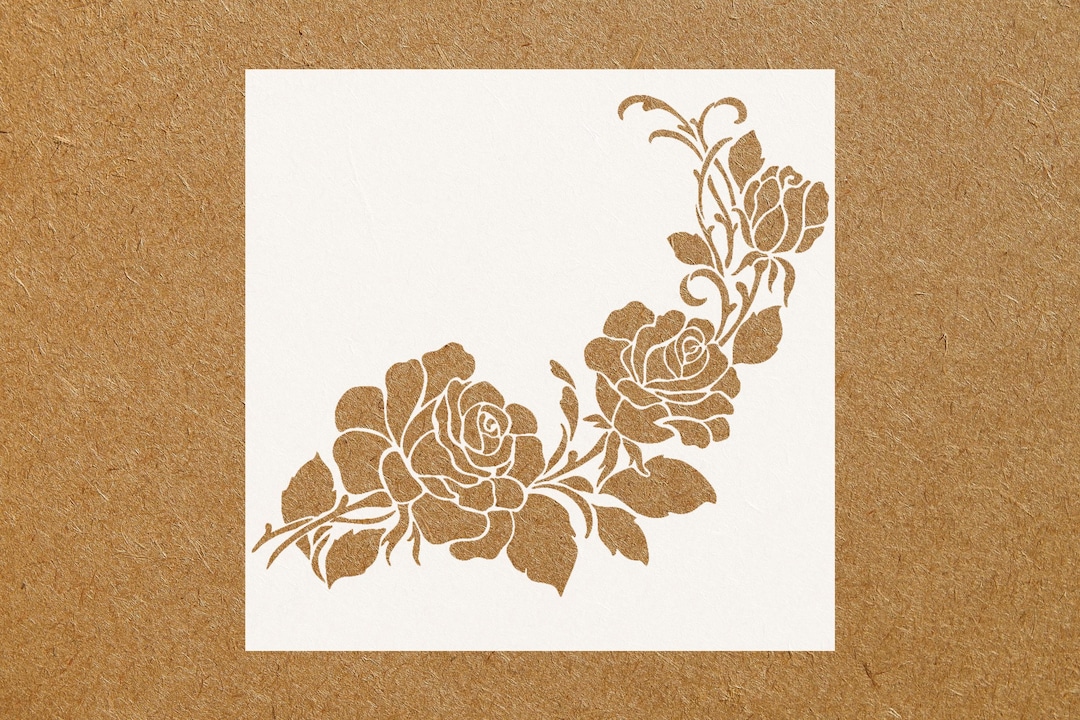 Floral Rose Painting Stencil - Large Vinyl Flower Corner Stencils for ...