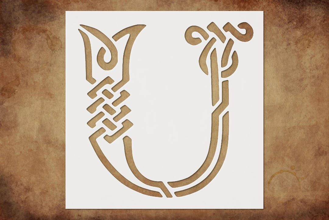 Celtic Initial U Stencil - Reusable 8x8 Inch Template for DIY Crafts ...