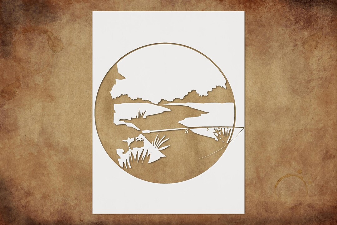 Fishing Stencil Template Reusable - Lake Decor, DIY Crafts, Wall Art ...
