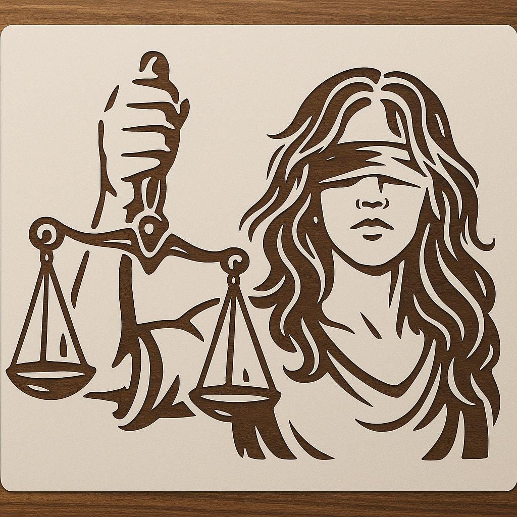 Lady Justice Stencil for Painting and Crafts - Reusable Justice Symbol ...