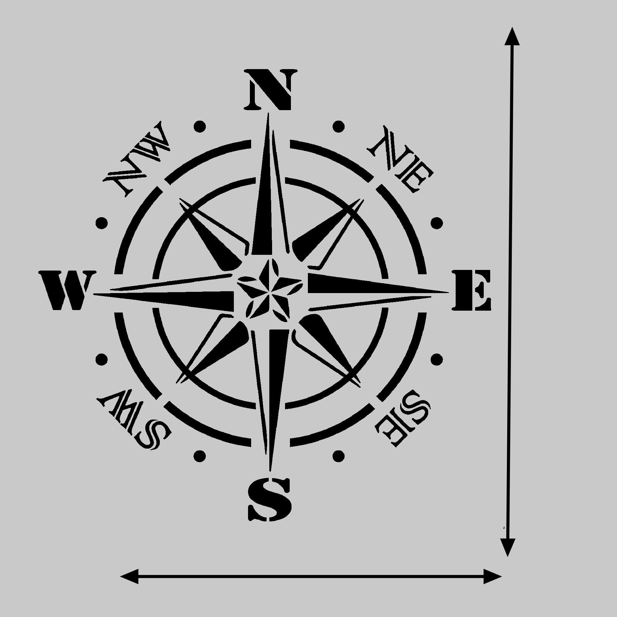 Compass Rose Stencil Template for Nautical Wall Art, Furniture Painting ...