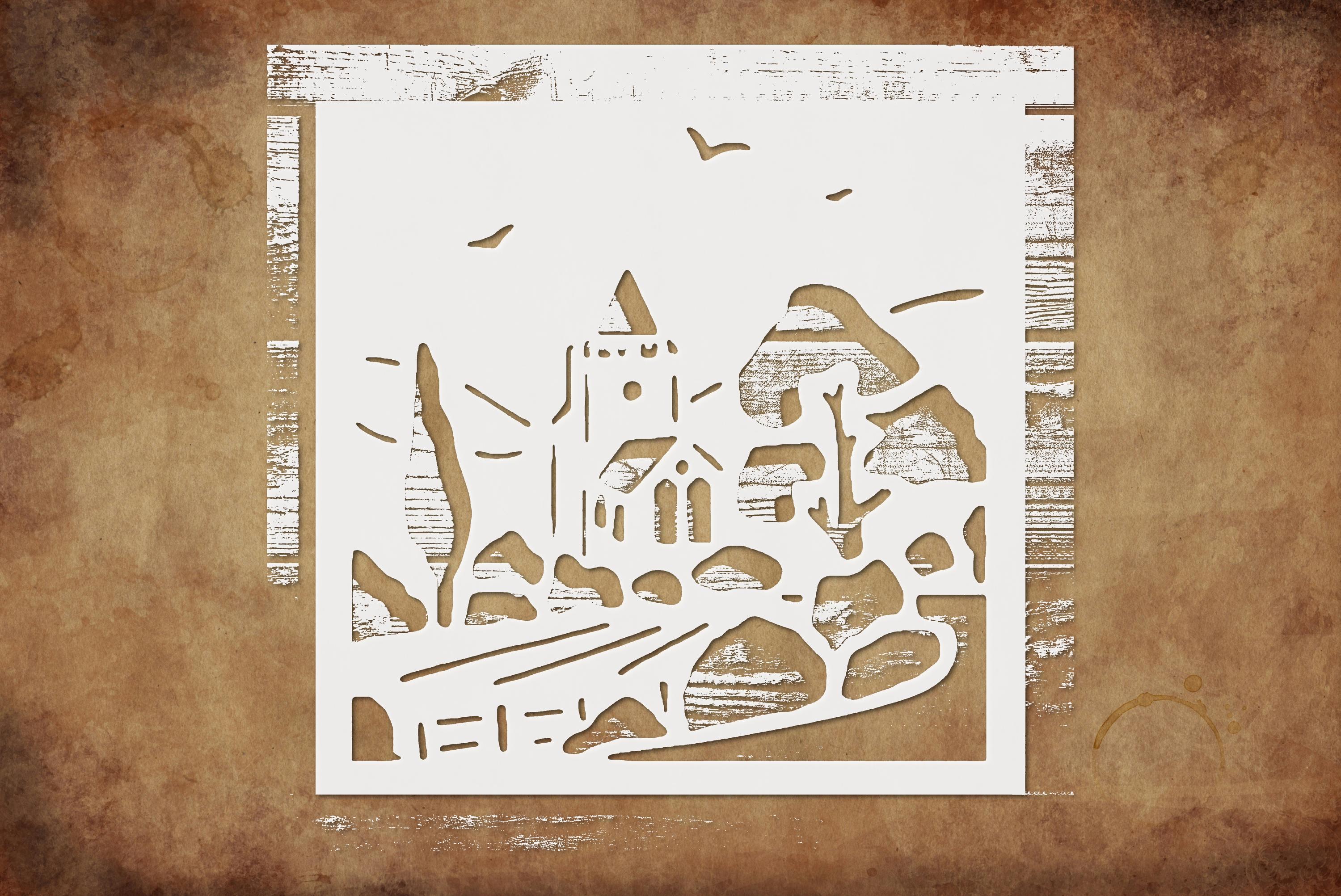 Church Village Stencil 8x8 Inch Reusable Plastic for Religious Crafts ...