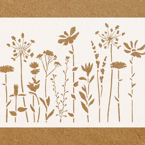 Floral Wall Painting Stencil Meadow Flowers Design Reusable Template ...