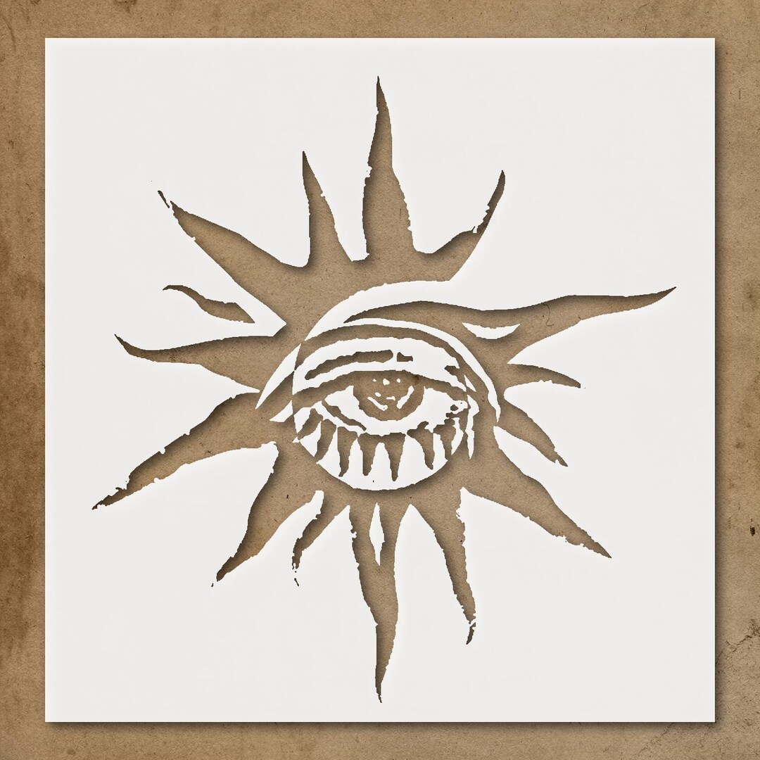 Circular Eye Design Stencil With Sun Rays for Crafting and Home Decor ...