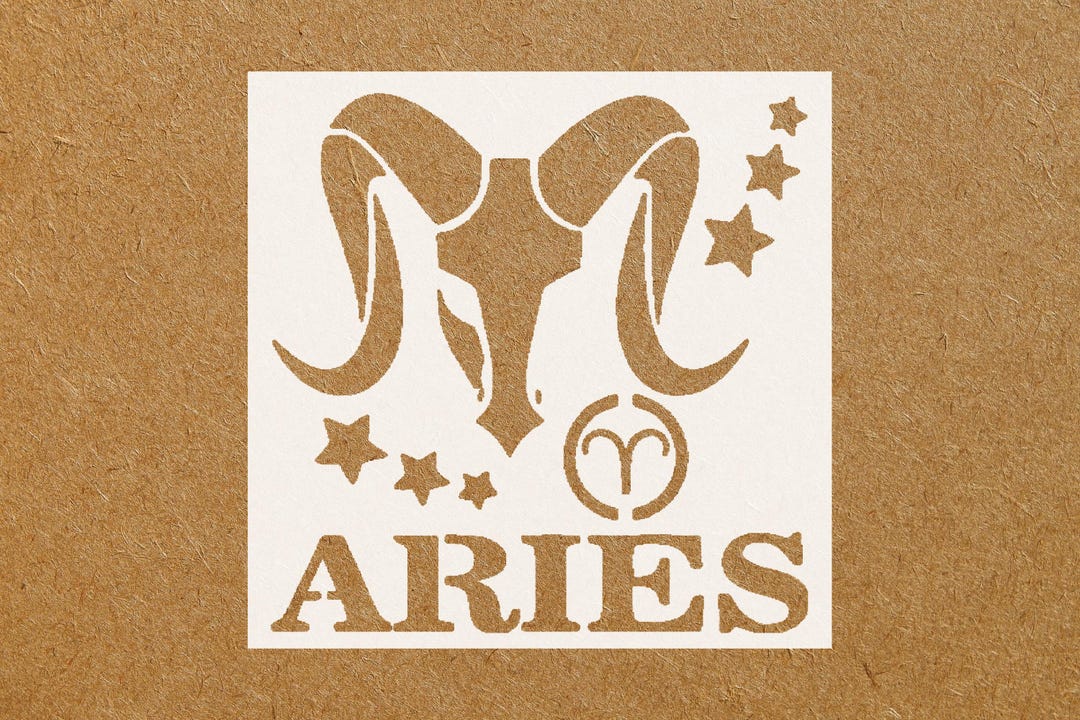 Aries Zodiac Stencil Template for DIY Crafts, Astrology Wall Art ...