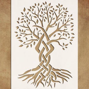 Celtic Tree Stencil – Reusable Decorative Tree With Roots Template for ...