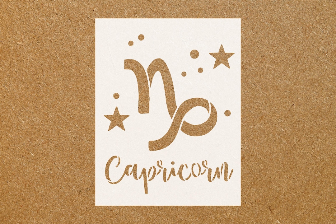 Capricorn Zodiac Stencil Template for DIY Crafts, Astrology Wall Art ...