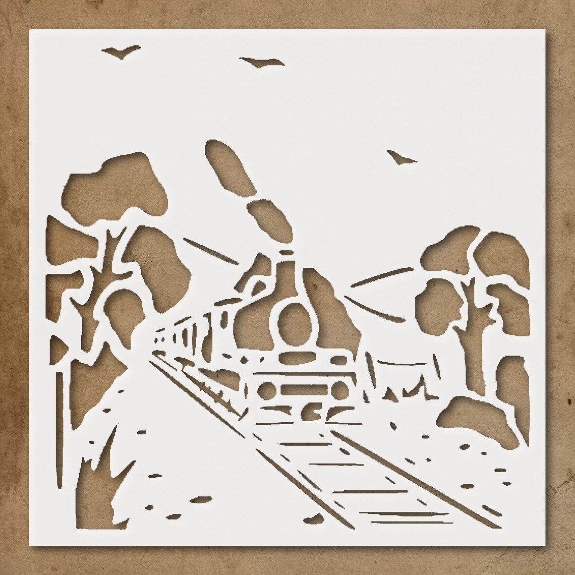 Locomotive Stencil on Tracks Train Art Decor for Crafts - Etsy