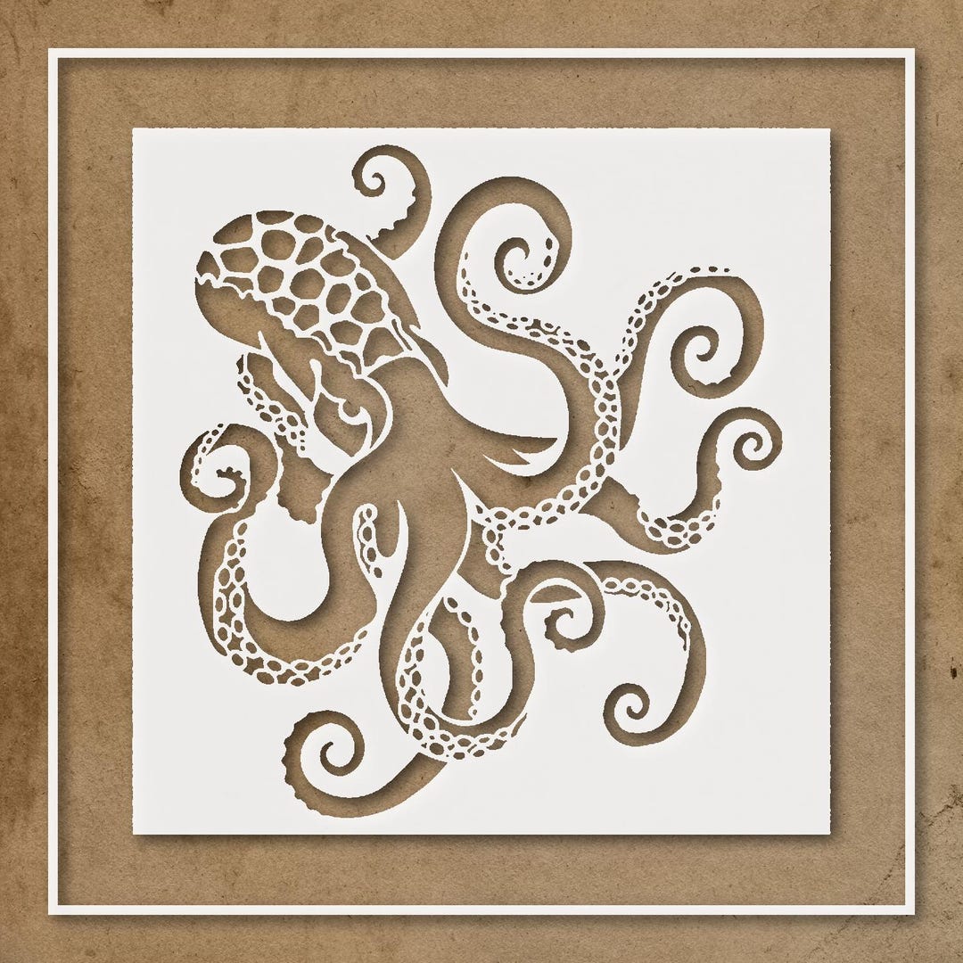 Intricate Octopus Stencil Design for Marine-themed Crafts and Decor - Etsy