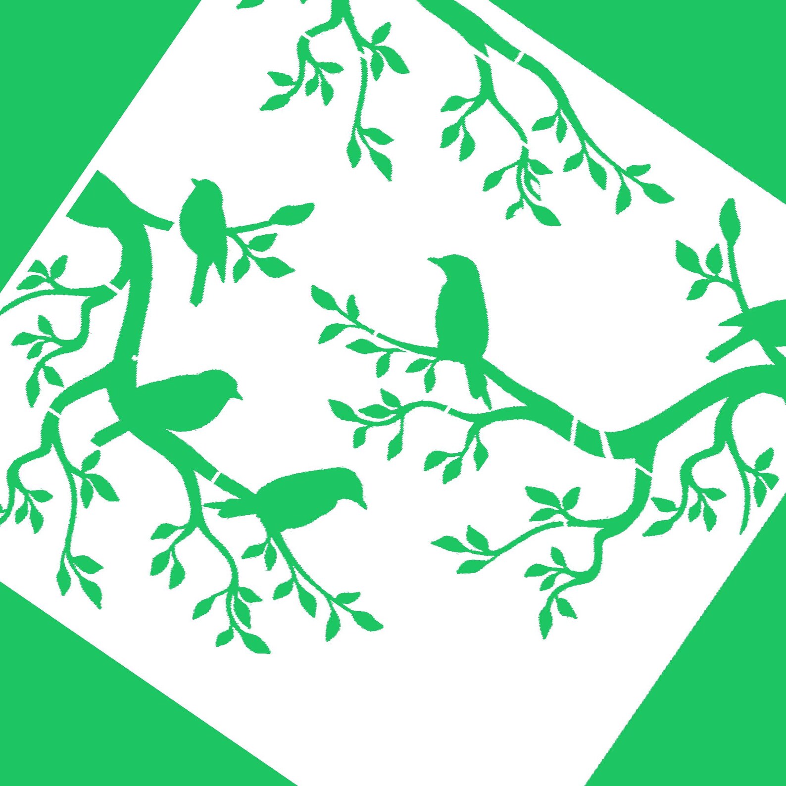 Birds on Tree Stencil Template Reusable Hummingbird Leaf Silhouette for ...