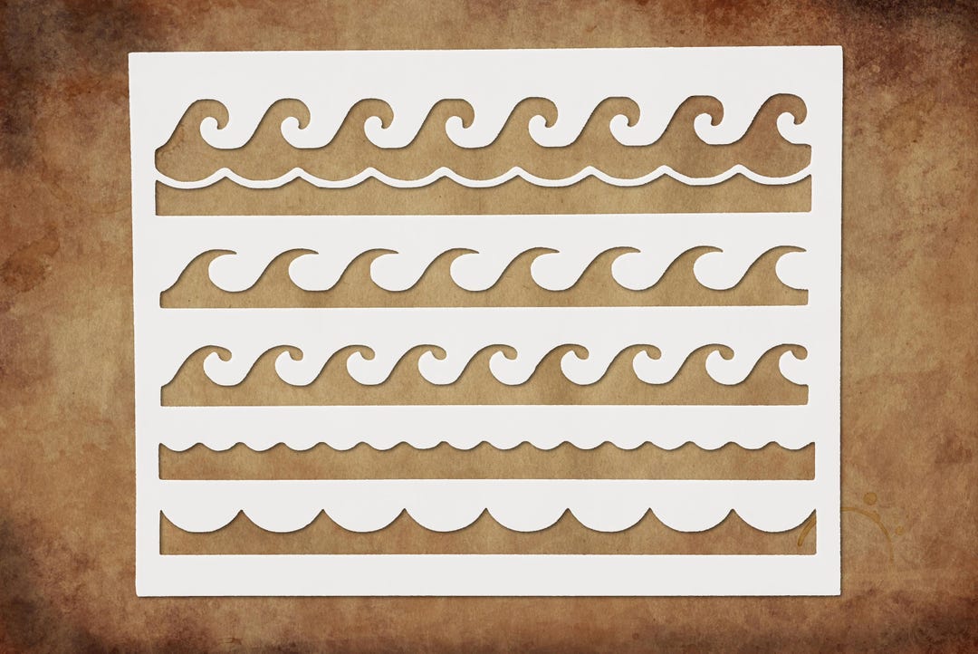 Reusable Ocean Waves Stencil 11 X 8.5 - Custom Tiled Wave Design for ...
