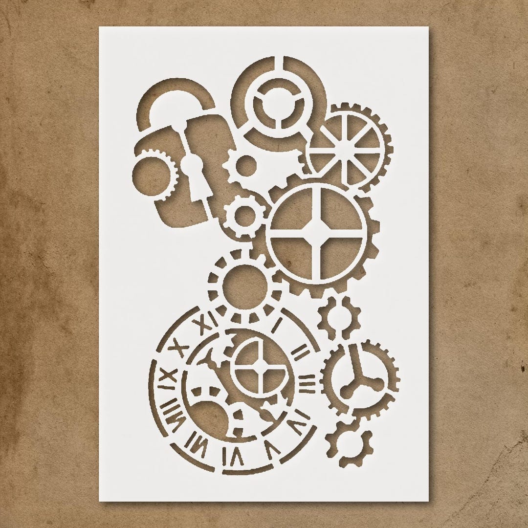 Cogs and Gears Stencil for Industrial Art Unique DIY Project Decor ...