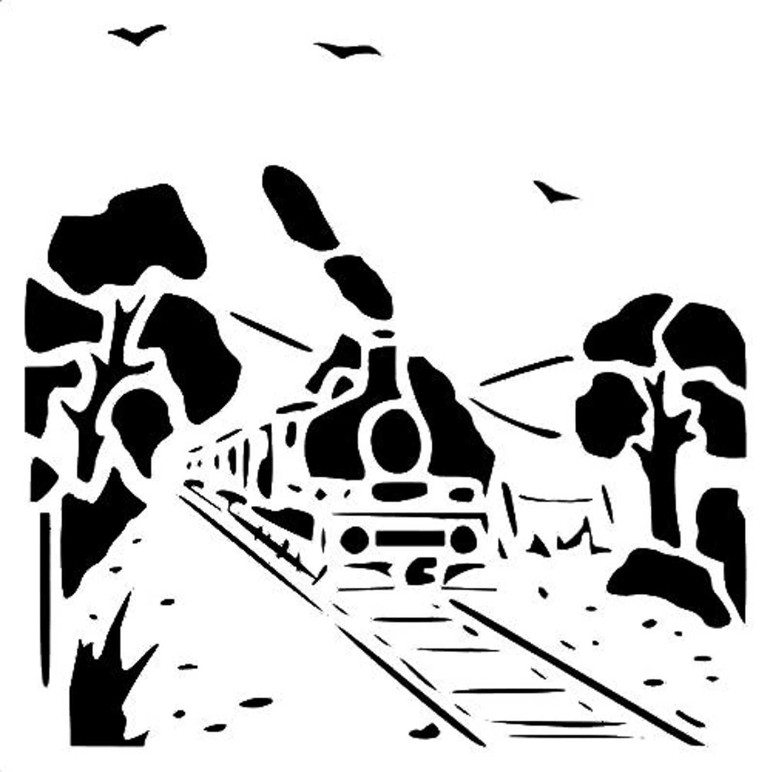 Locomotive Stencil on Tracks Train Art Decor for Crafts - Etsy