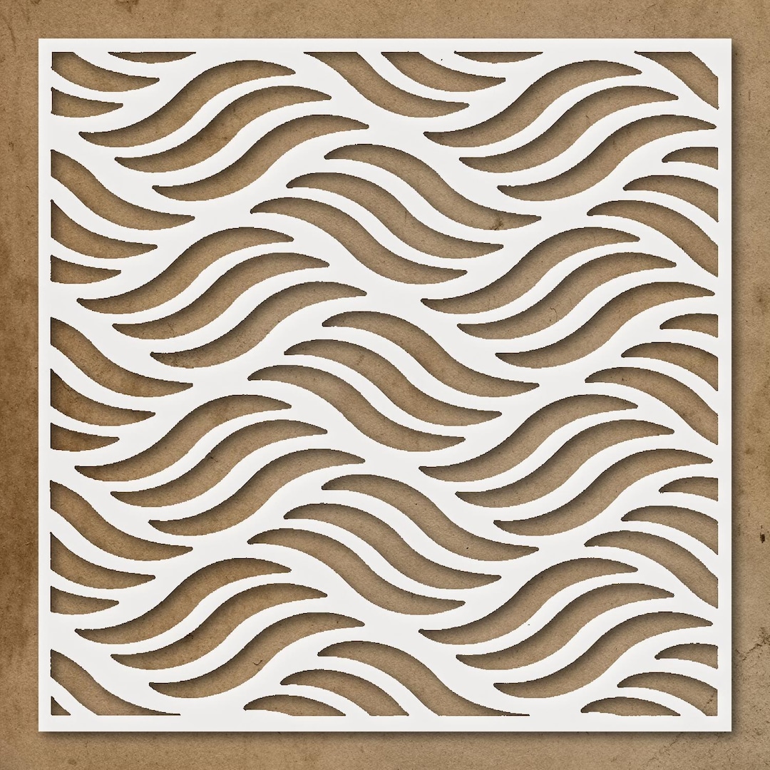 Wavy Lines Stencil: Modern Abstract Art, Home Decor Crafting - Etsy